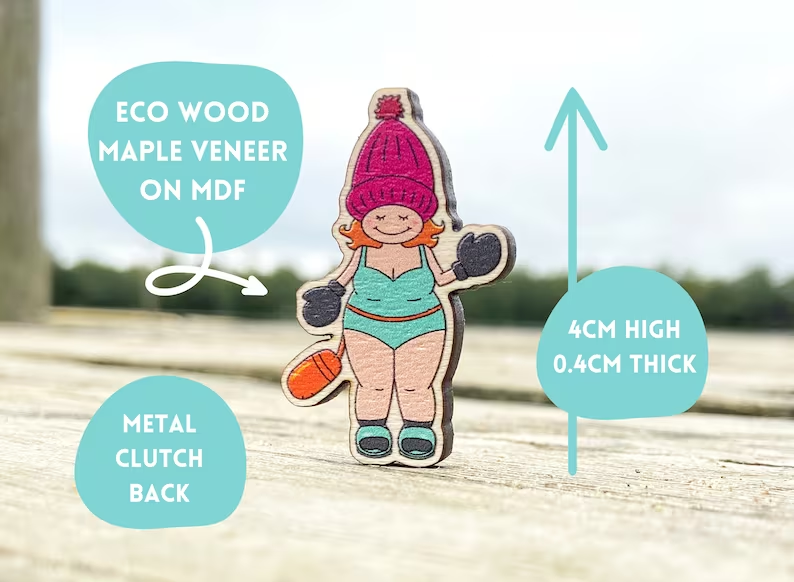 Cold Water Swimmer Wooden Pin Badge – Outdoor Swimmer Shop