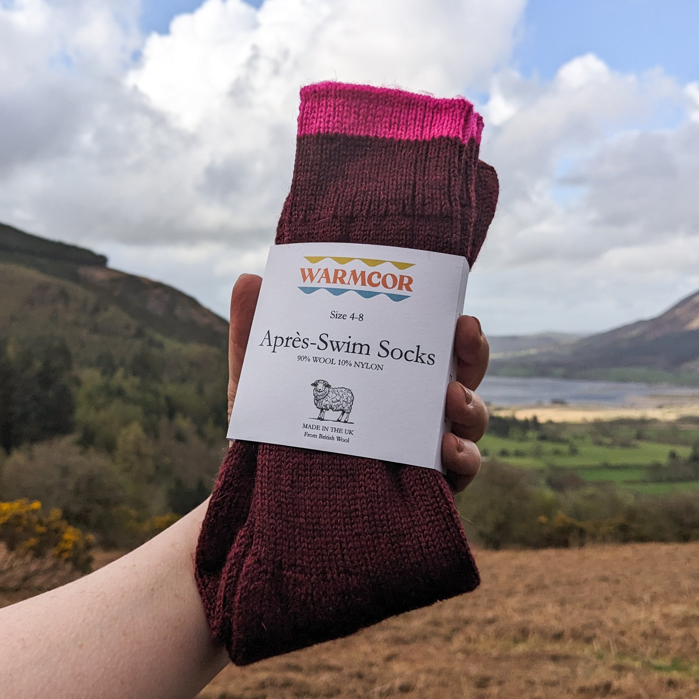 British Wool Socks - Heather and Hot Pink – Outdoor Swimmer Shop