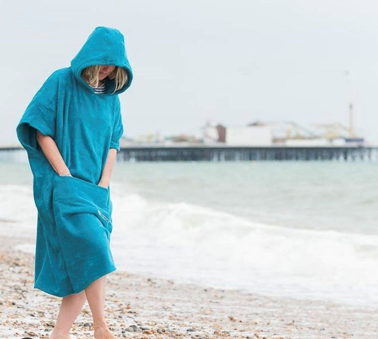 Premium Turquoise Changing Robe - 100% Cotton Eco-Friendly Outdoor Tow ...