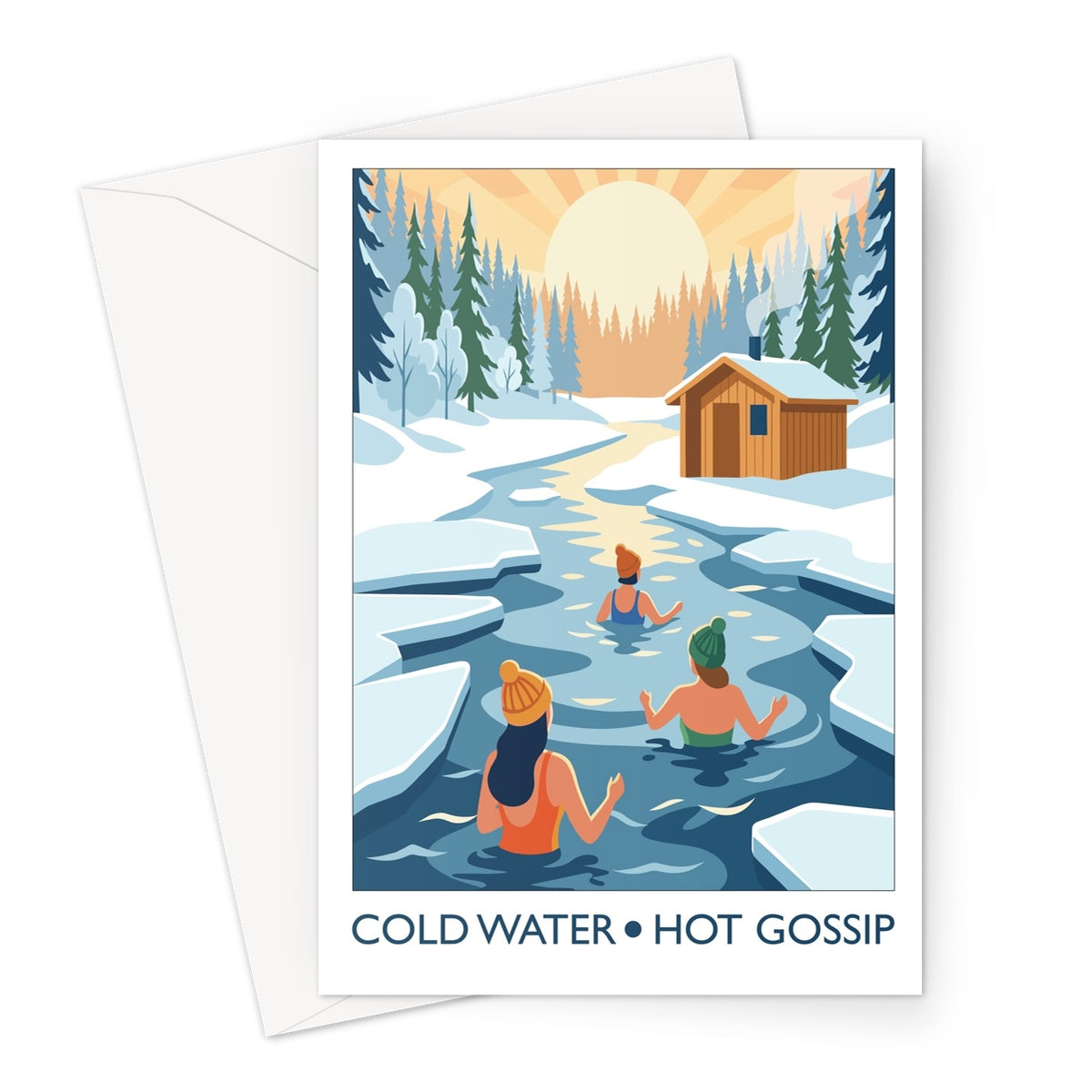 Cold Water Hot Gossip Wild Swimming Greeting Card | Outdoor Swimmer Shop