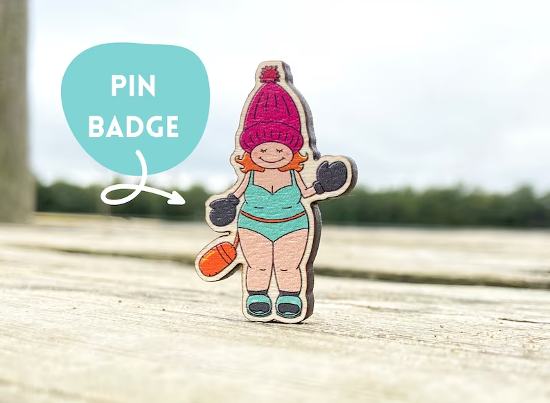 Cold Water Swimmer Wooden Pin Badge – Outdoor Swimmer Shop