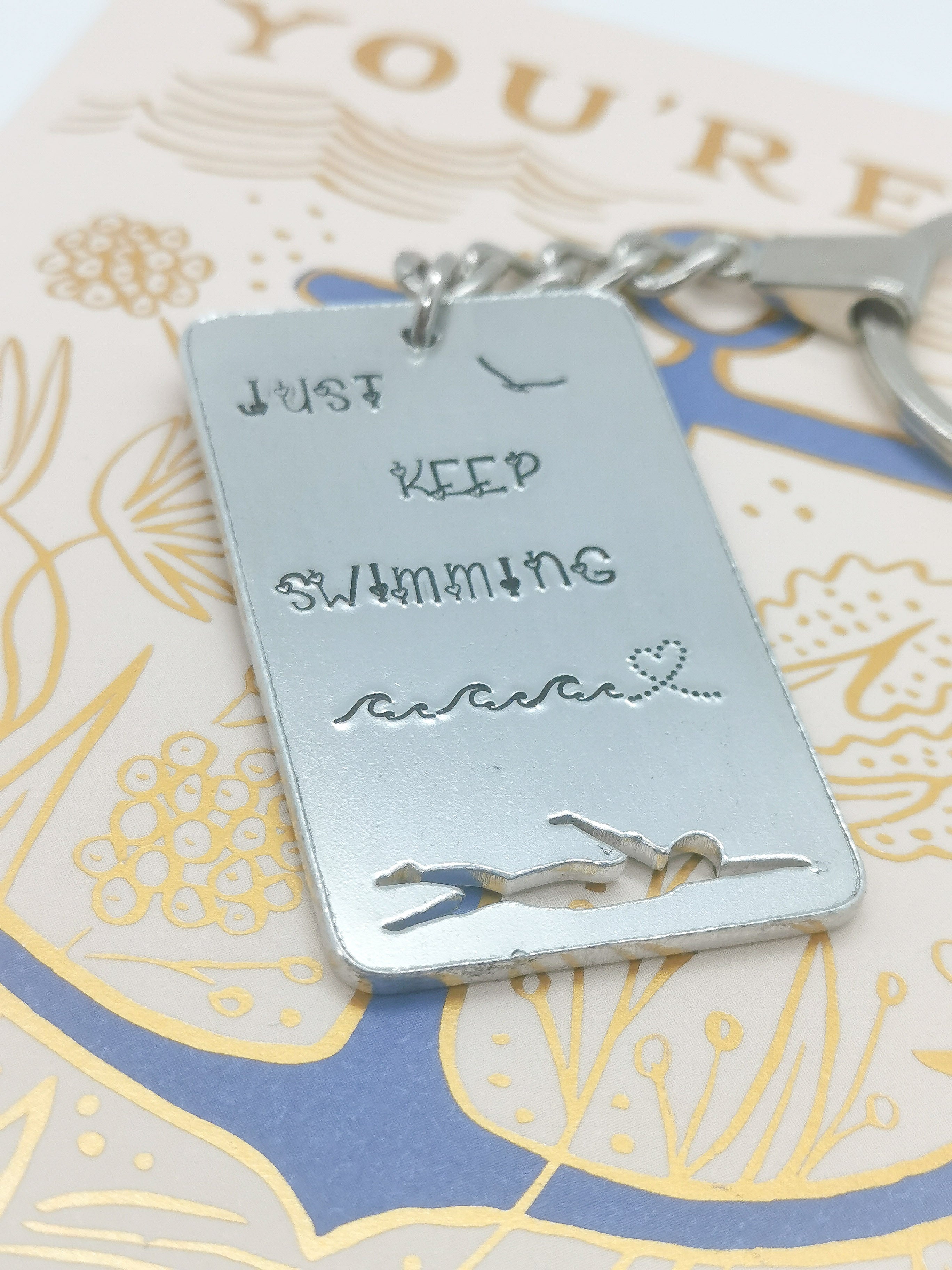 'JUST KEEP SWIMMING' Keyring – Outdoor Swimmer Shop